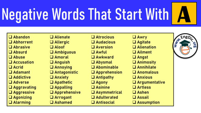 100 Negative Words That Start With A - EngDic