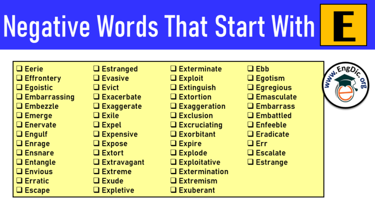 100 Negative Words That Start With E - EngDic