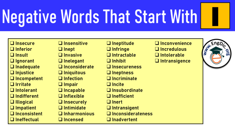 100 Negative Words That Start With I - EngDic