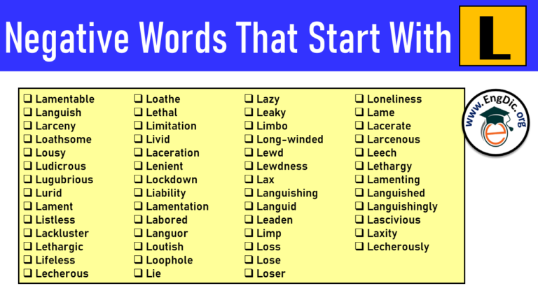 100 Negative Words That Start With L - EngDic
