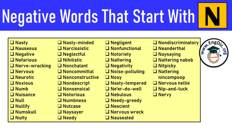 100 Negative Words That Start With N - EngDic