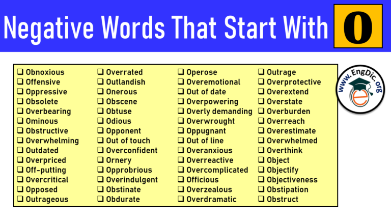 100 Negative Words That Start With O - EngDic