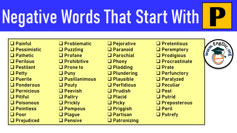 100 Negative Words That Start With P - EngDic