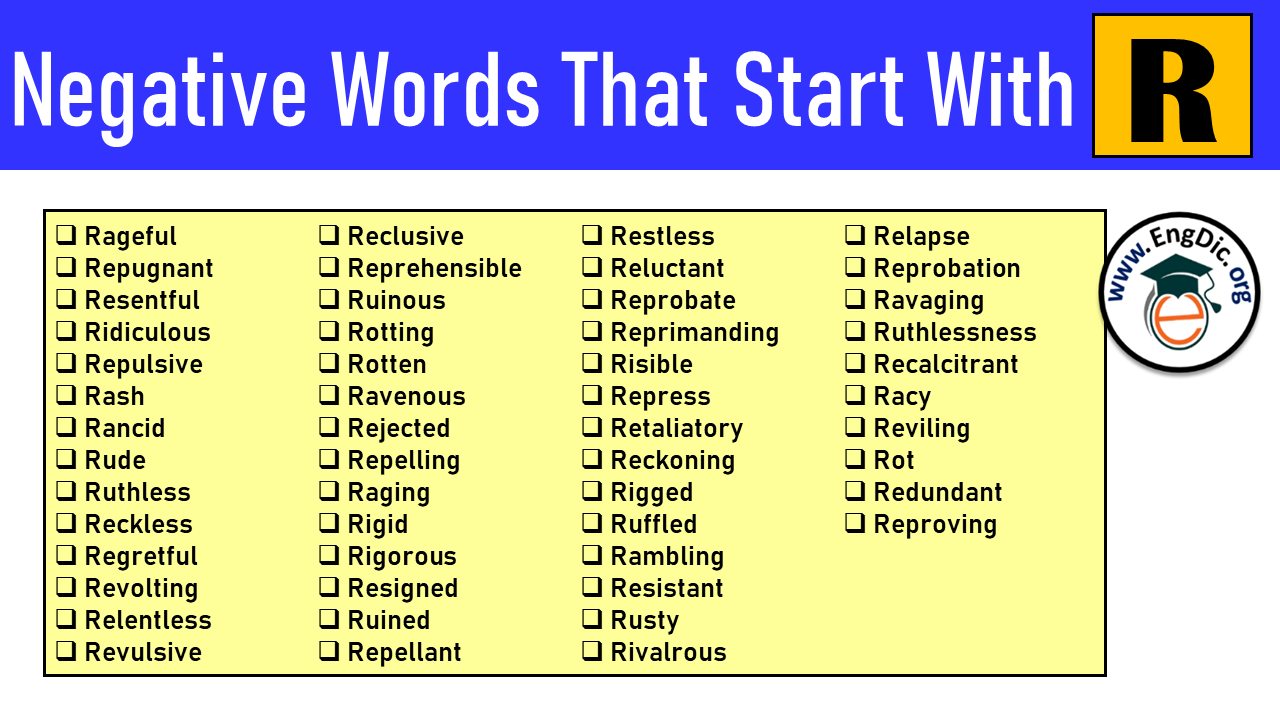 100 Negative Words That Start With R EngDic