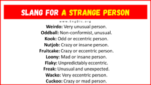 30+ Slang for A Strange Person (Their Uses & Meanings) - EngDic