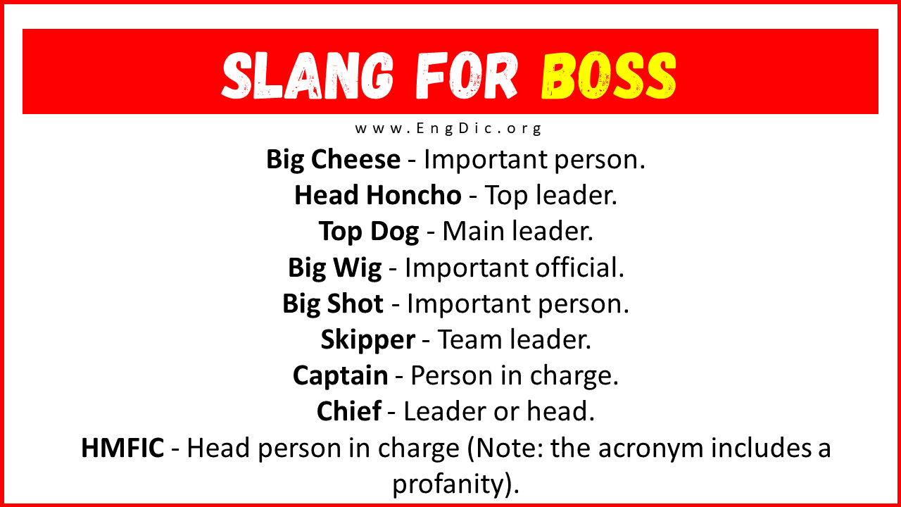 20 Slang For Boss Their Uses Meanings EngDic