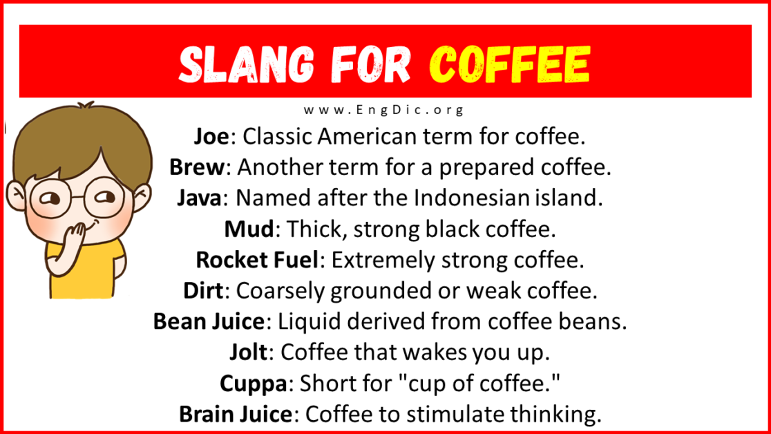 20 Slang For Coffee Their Uses Meanings EngDic