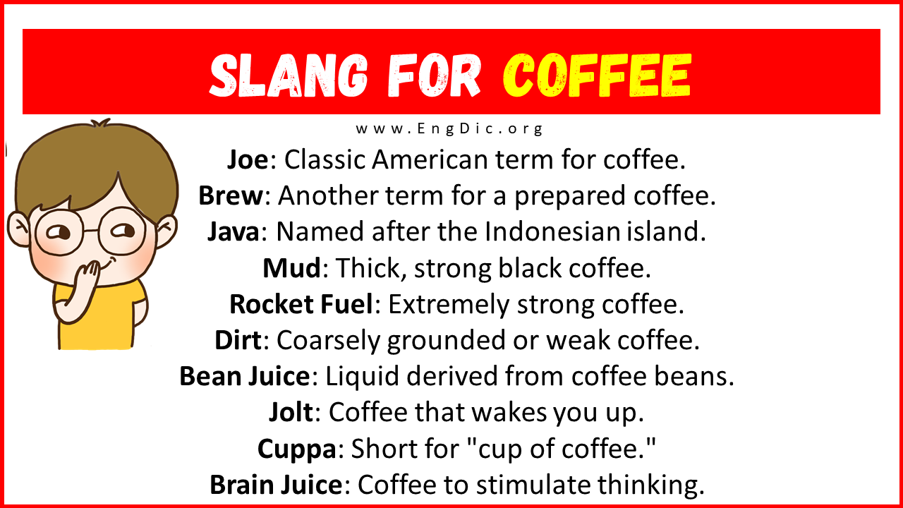 20 Slang For Coffee Their Uses Meanings EngDic