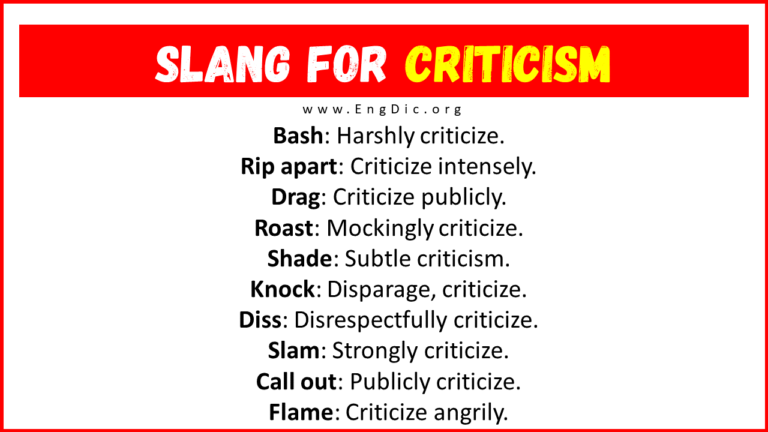 20+ Slang for Criticism (Their Uses & Meanings) - EngDic
