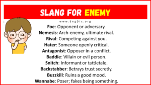 20+ Slang for Enemy (Their Uses & Meanings) - EngDic