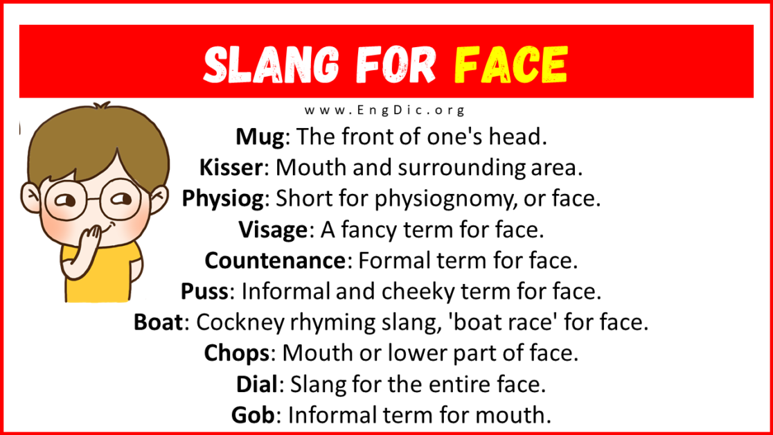 20 Slang For Face Their Uses Meanings EngDic