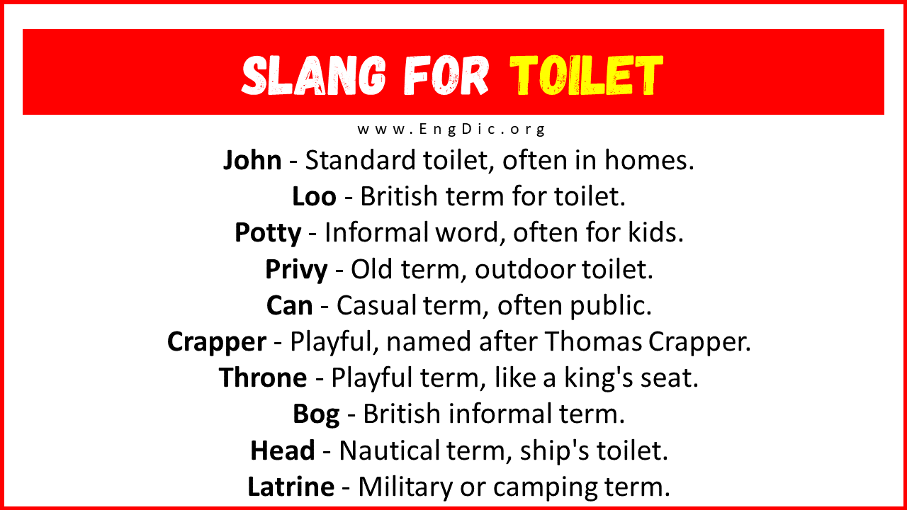 30 Slang For Toilet Their Uses Meanings EngDic 30 Slang For Toilet Their Uses Meanings EngDic