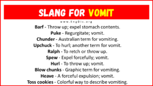 30+ Slang for Vomit (Their Uses & Meanings) - EngDic
