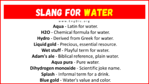 30+ Slang for Water (Their Uses & Meanings) - EngDic
