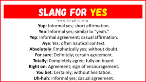 25+ Slang for Yes (Their Uses & Meanings) - EngDic