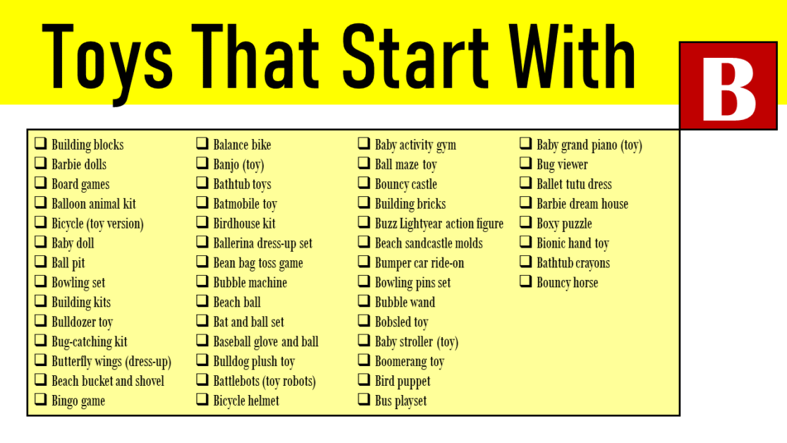 50 Toys that Start With B - EngDic
