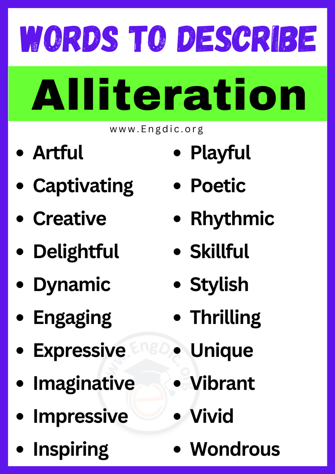 20+ Best Words to Describe Alliteration, Adjectives for Alliteration ...