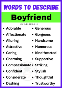 20+ Best Words to Describe Boyfriend, Adjectives for Boyfriend - EngDic