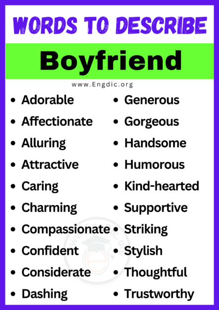 20+ Best Words to Describe Boyfriend, Adjectives for Boyfriend - EngDic