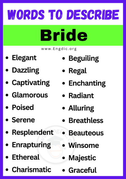 20+ Best Words to Describe Bride, Adjectives for Bride - EngDic