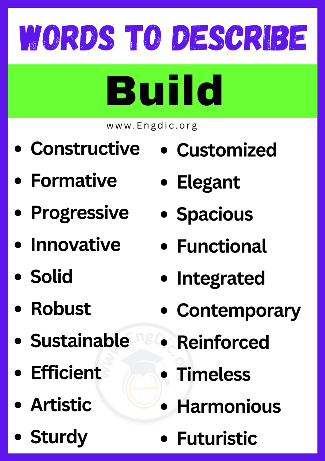 20+ Best Words to Describe Build, Adjectives for Build - EngDic