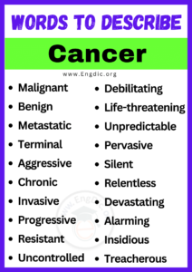 20+ Best Words to Describe Cancer, Adjectives for Cancer - EngDic