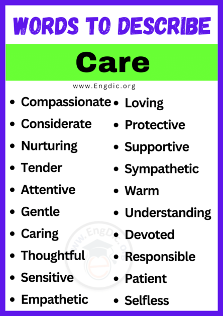 20+ Best Words to Describe Care, Adjectives for Care - EngDic