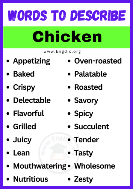20+ Best Words to Describe Chicken, Adjectives for Chicken - EngDic