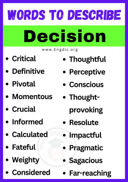 20+ Best Words to Describe Decision, Adjectives for Decision - EngDic