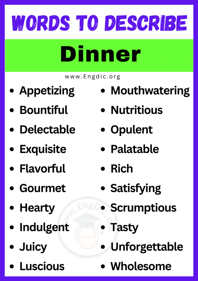 20+ Best Words to Describe Dinner, Adjectives for Dinner - EngDic
