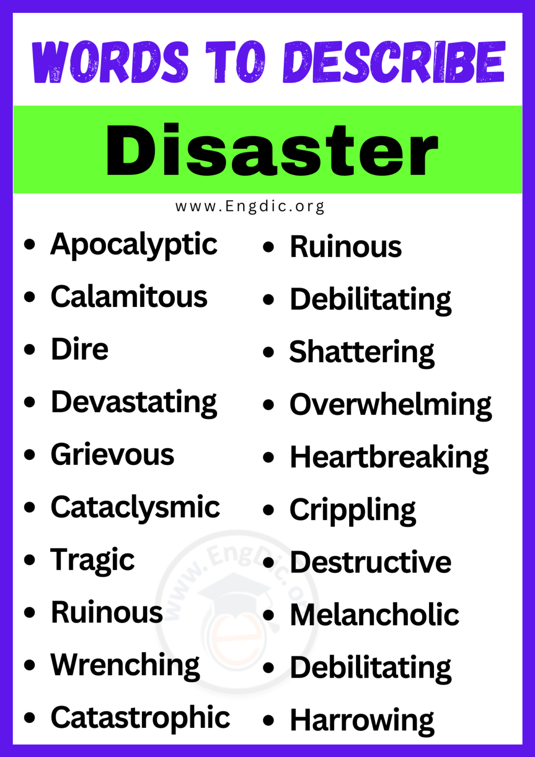 20+ Best Words to Describe Disaster, Adjectives for Disaster - EngDic