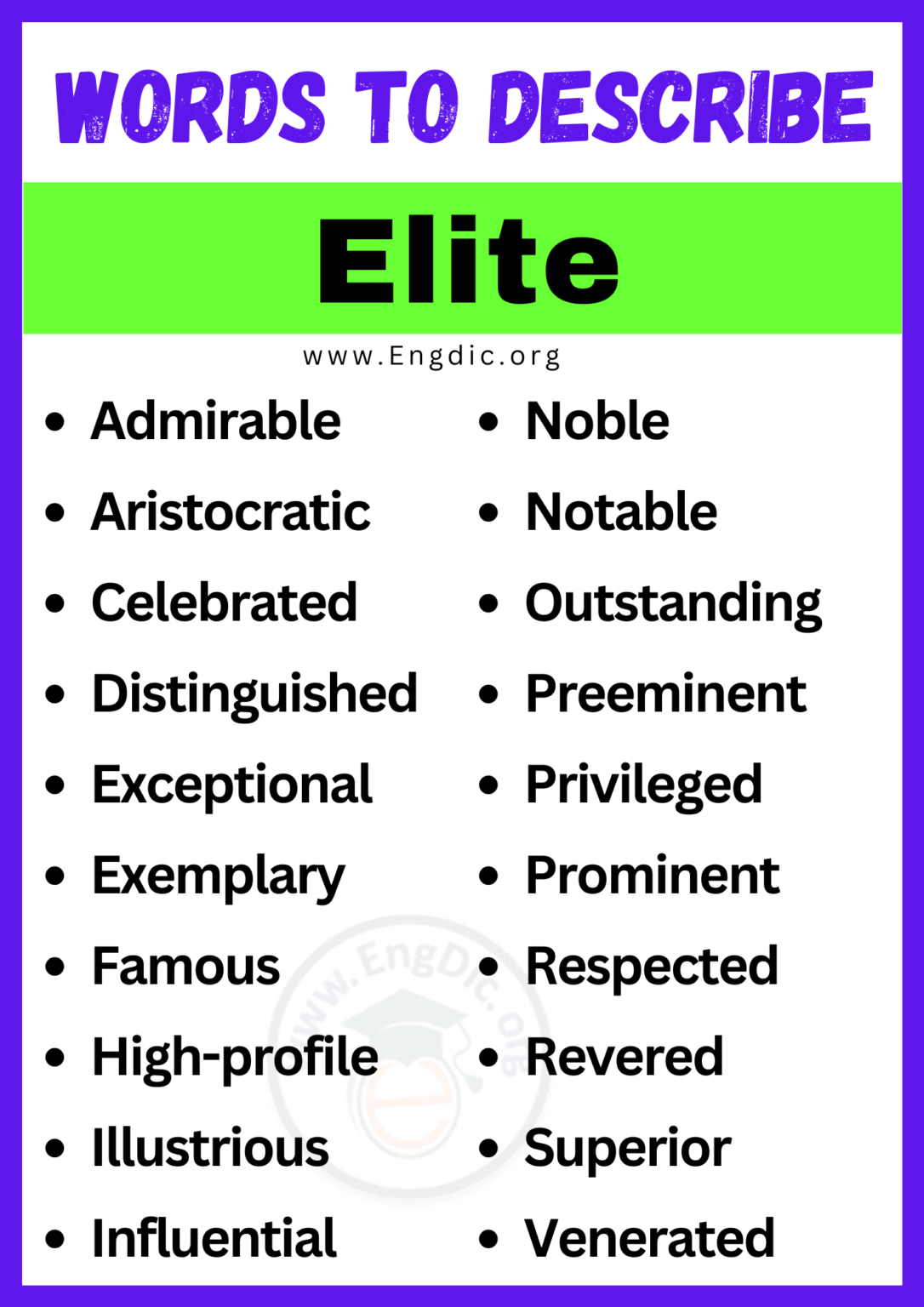 20+ Best Words to Describe Elite, Adjectives for Elite - EngDic