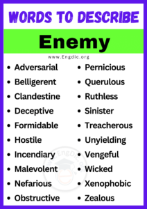 20+ Best Words to Describe Enemy, Adjectives for Enemy - EngDic