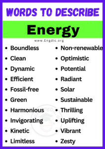 20+ Best Words to Describe Energy, Adjectives for Energy - EngDic