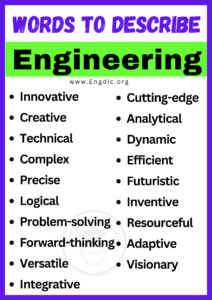20+ Best Words to Describe Engineering, Adjectives for Engineering - EngDic