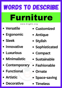 20+ Best Words to Describe Furniture, Adjectives for Furniture - EngDic