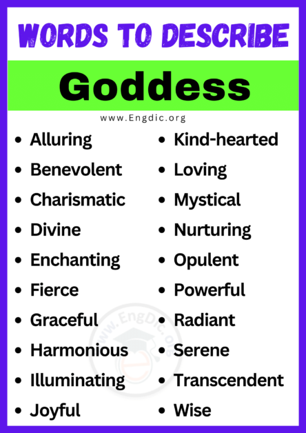 20+ Best Words to Describe Goddess, Adjectives for Goddess - EngDic