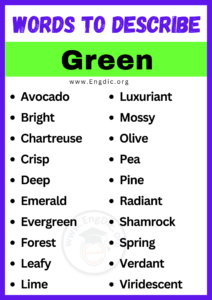 20+ Best Words to Describe Green, Adjectives for Green - EngDic