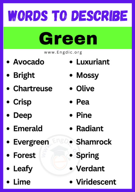 20+ Best Words to Describe Green, Adjectives for Green - EngDic