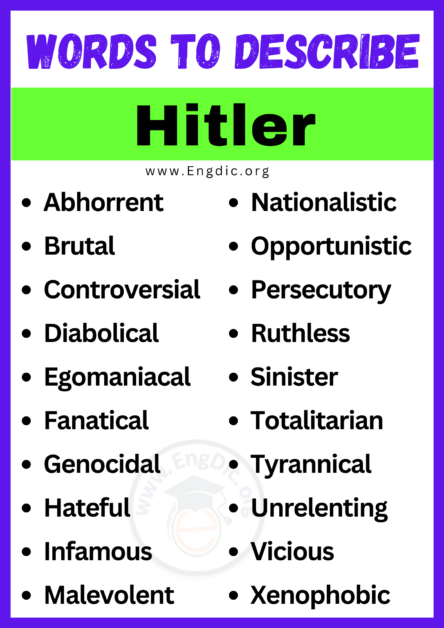 20+ Best Words to Describe Hitler, Adjectives for Hitler - EngDic