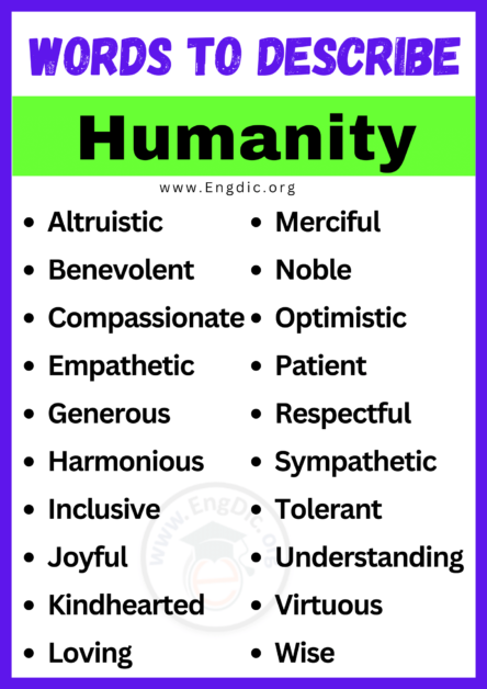 20+ Best Words to Describe Humanity, Adjectives for Humanity - EngDic