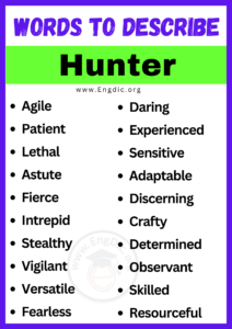 20+ Best Words to Describe Hunter, Adjectives for Hunter - EngDic
