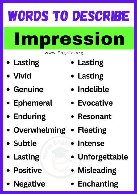 20+ Best Words to Describe Impression, Adjectives for Impression - EngDic