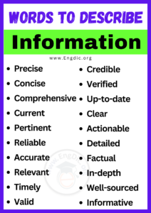 20+ Best Words to Describe Information, Adjectives for Information - EngDic