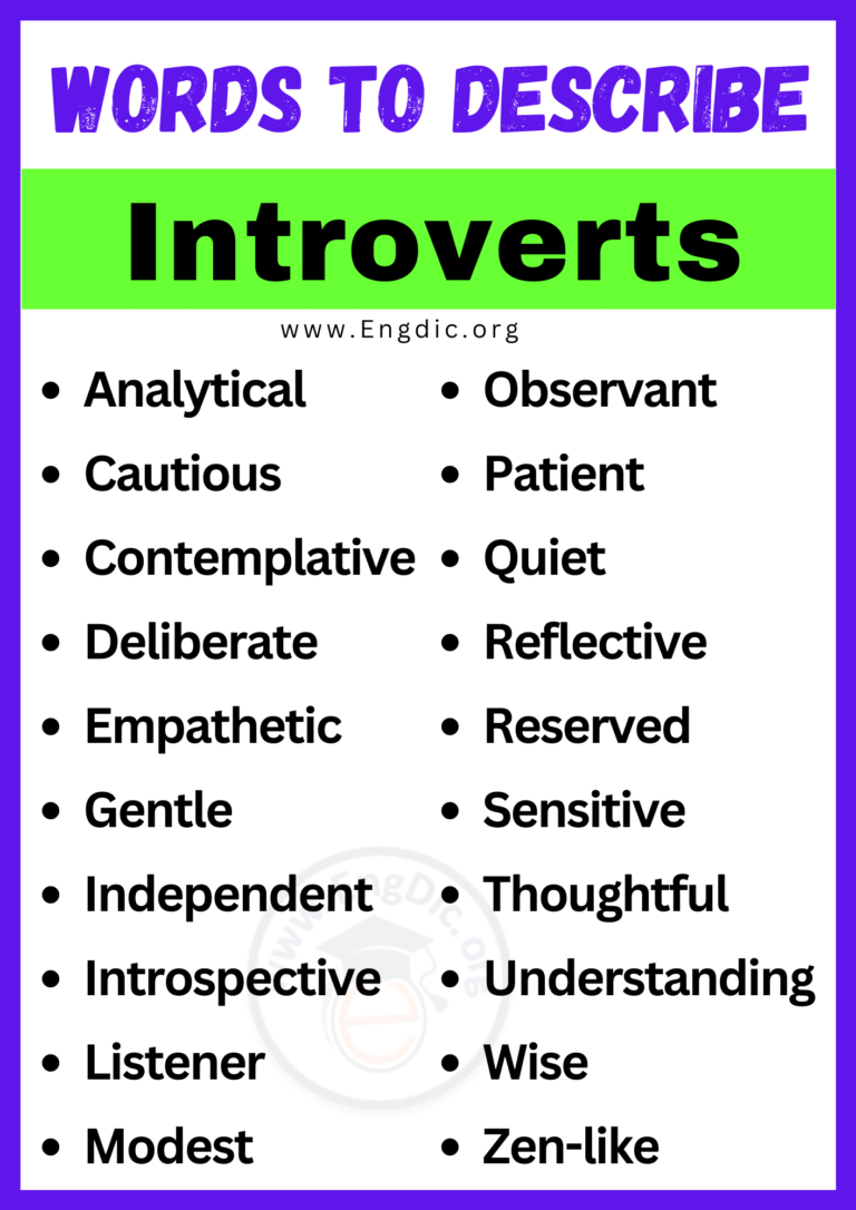 20+ Best Words to Describe Introverts, Adjectives for Introverts - EngDic