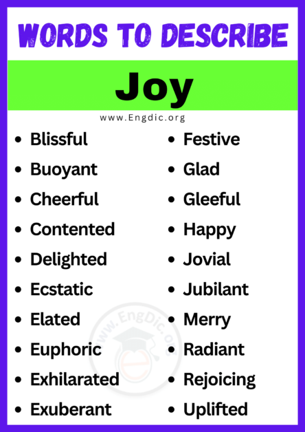 20+ Best Words to Describe Joy, Adjectives for Joy - EngDic
