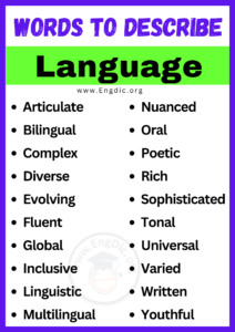 20+ Best Words to Describe Language, Adjectives for Language - EngDic