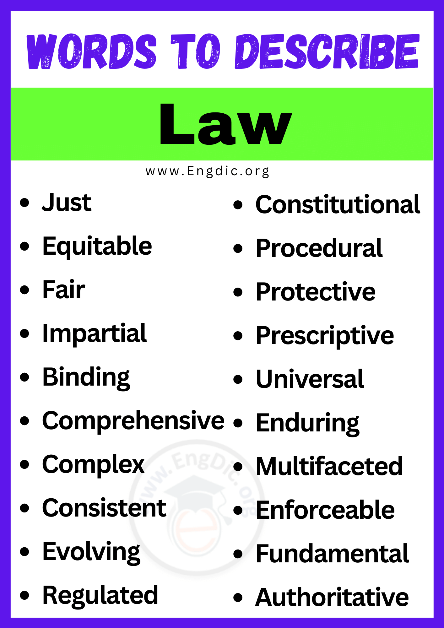 20+ Best Words to Describe Law, Adjectives for Law - EngDic
