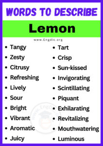20+ Best Words to Describe Lemon, Adjectives for Lemon - EngDic