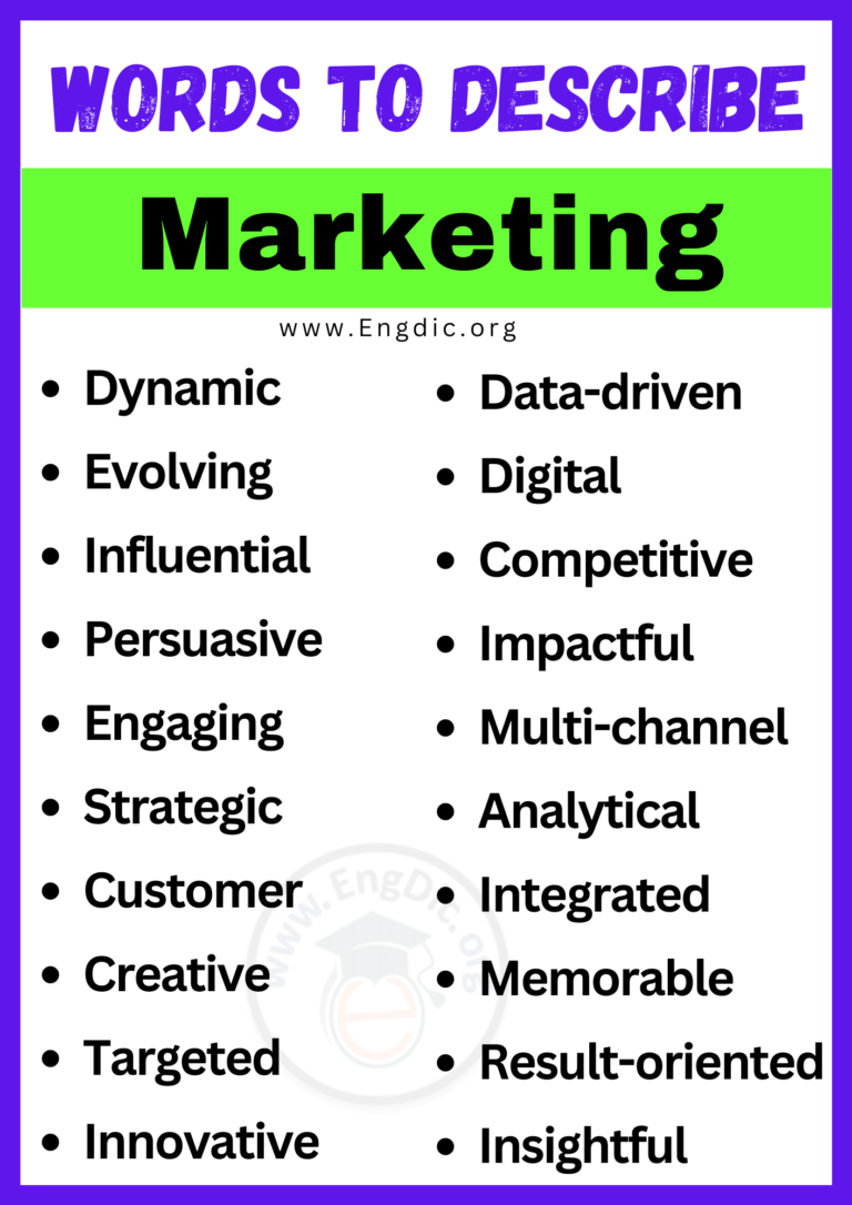 20+ Best Words to Describe Marketing, Adjectives for Marketing - EngDic